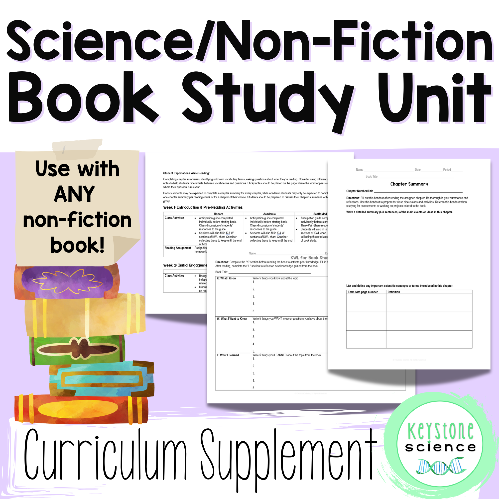 Non-Fiction Science Book Study Supplement Differentiated Unit Plan ...