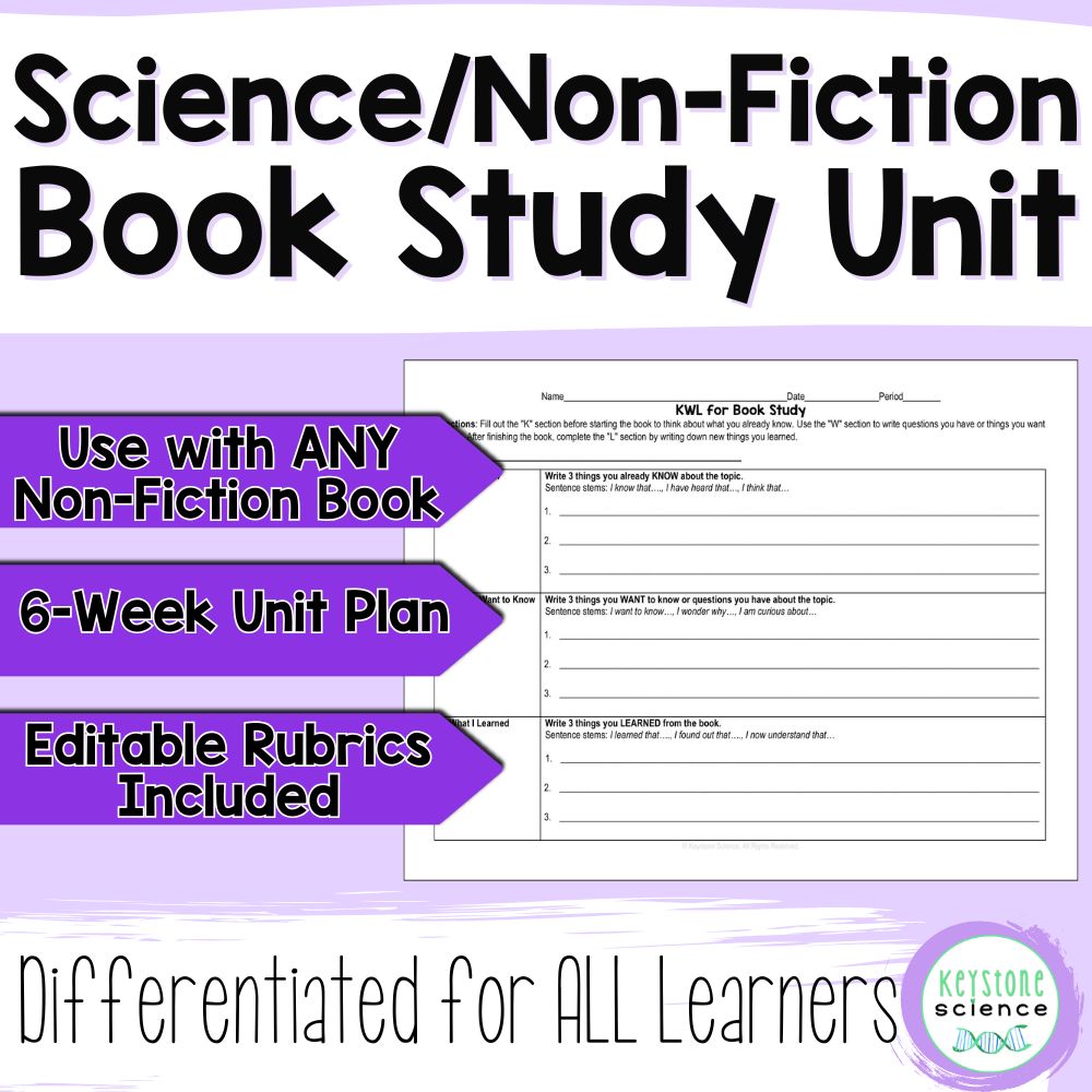 Non-Fiction Science Book Study Supplement Differentiated Unit Plan ...