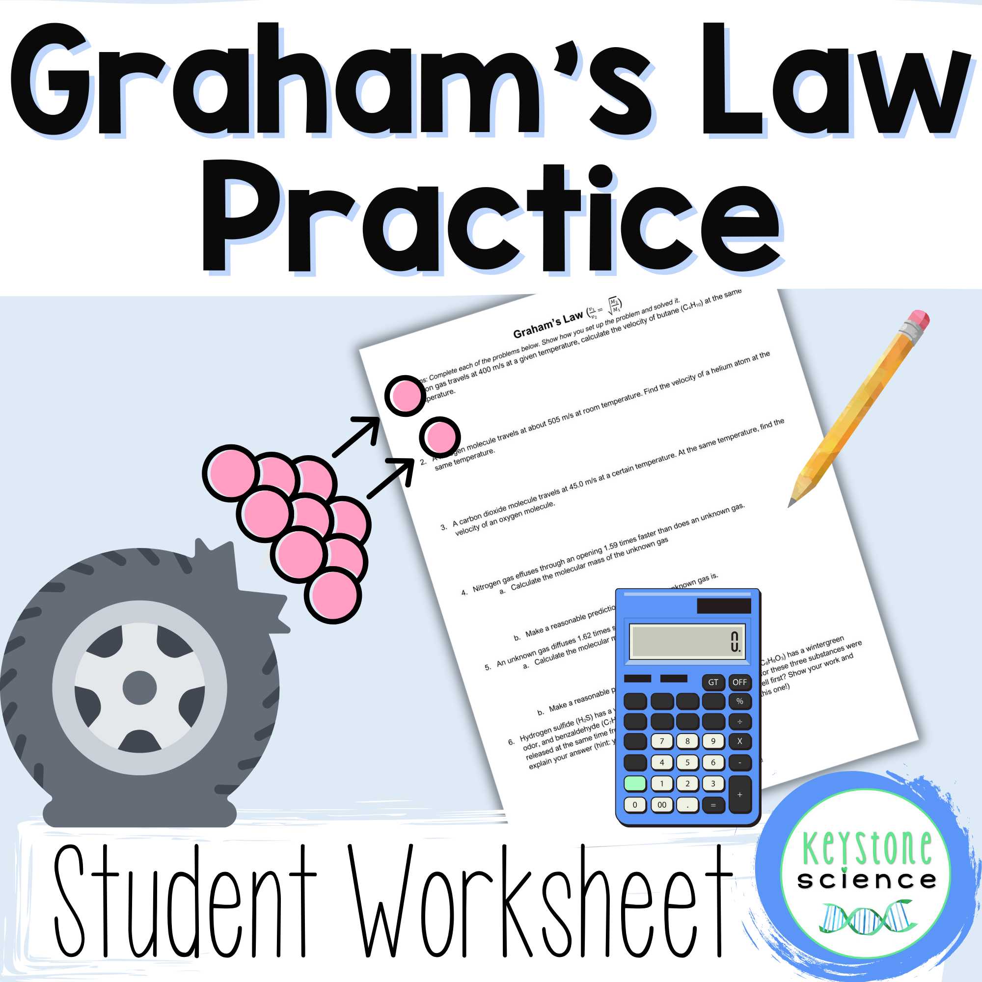 Graham's Law Practice Problems with Answer Key Chemistry Gas Laws ...